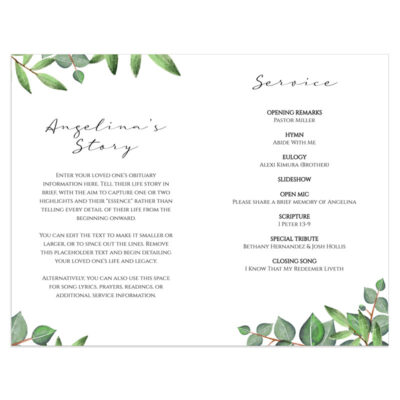 Timeless Green Funeral Program Template – US Urns Online