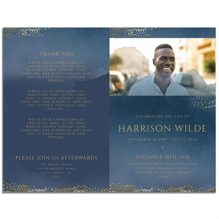 Navy + Gold Funeral Program Template – US Urns Online
