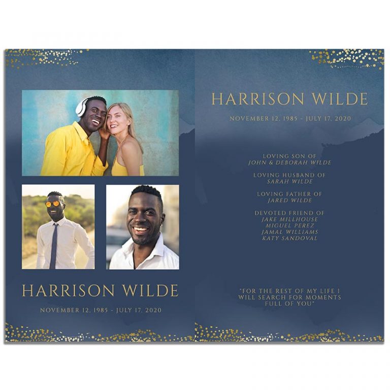 Navy + Gold Funeral Program Template (8 Pages) – US Urns Online