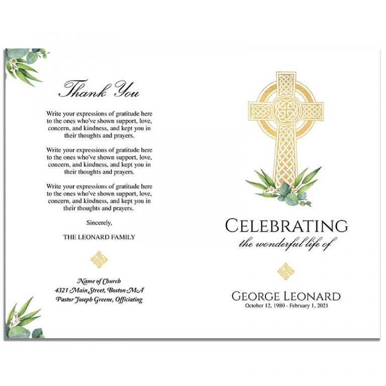 Celtic Cross Funeral Program Template (8 pages) – US Urns Online