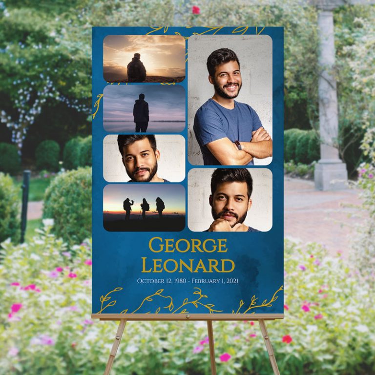 Blue & Gold Branches Funeral Memory Board – US Urns Online