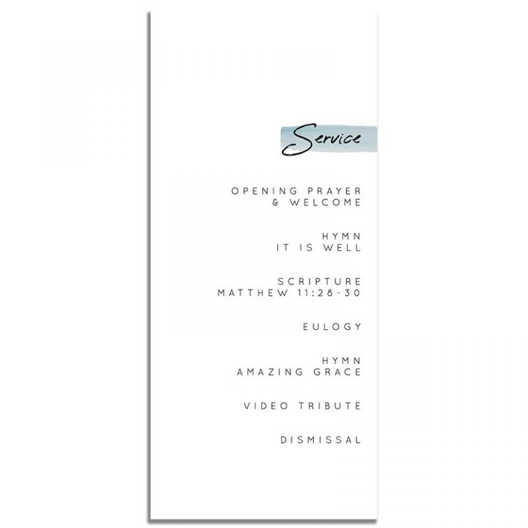 Minimalist Blue One Page Funeral Program Template – US Urns Online