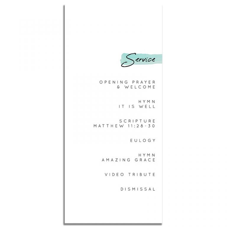 Minimalist Green One Page Funeral Program Template – US Urns Online