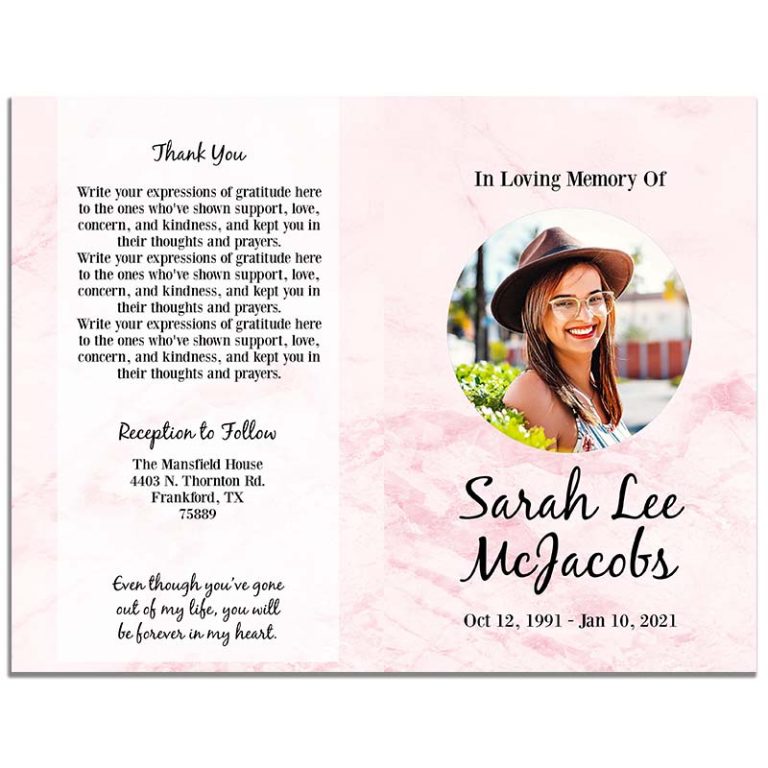 Minimalist Blue One Page Funeral Program Template » US Urns Online