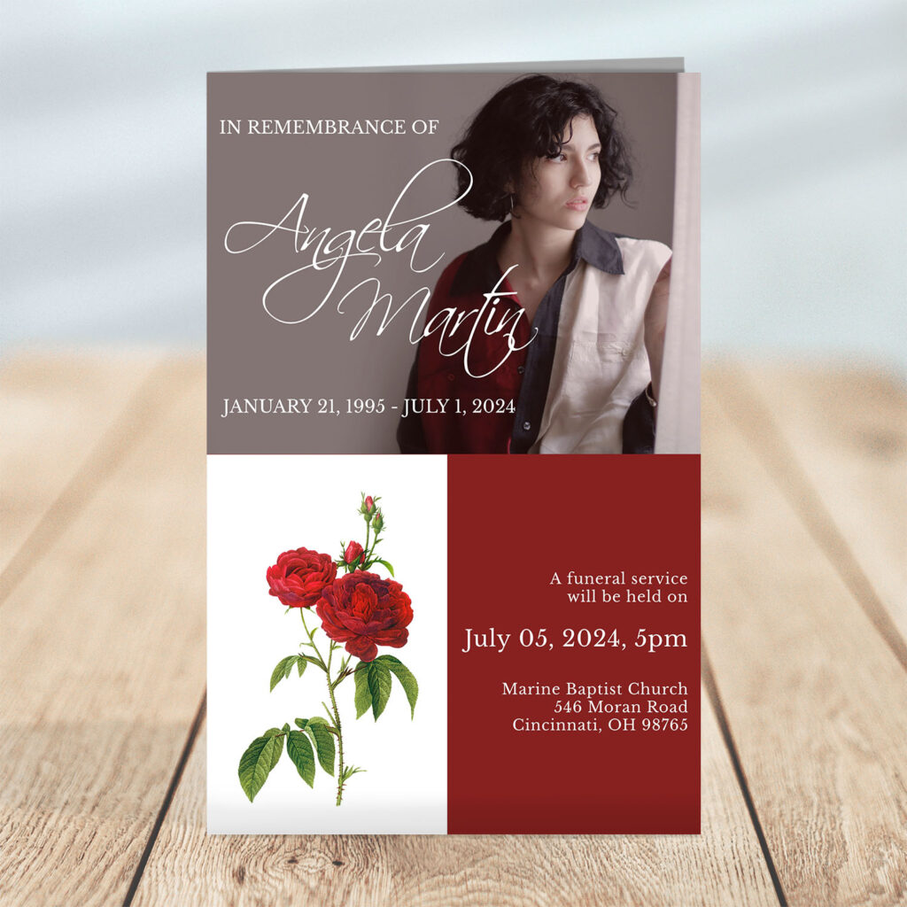 Elegant Red Rose Funeral Program » US Urns Online