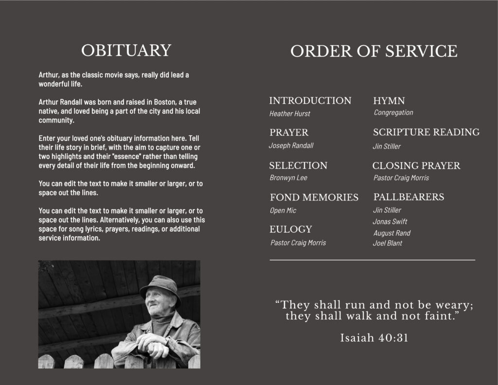 Modern Grey Funeral Program – US Urns Online