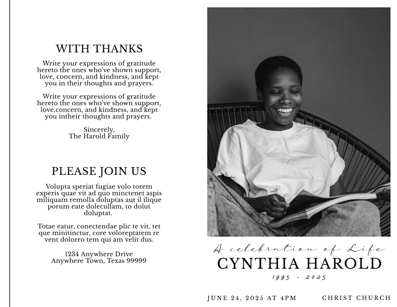 Large Photo Celebration of Life Program Template – US Urns Online