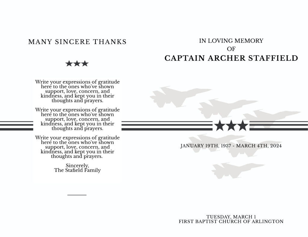 Military Jets & Stars Funeral Program – US Urns Online