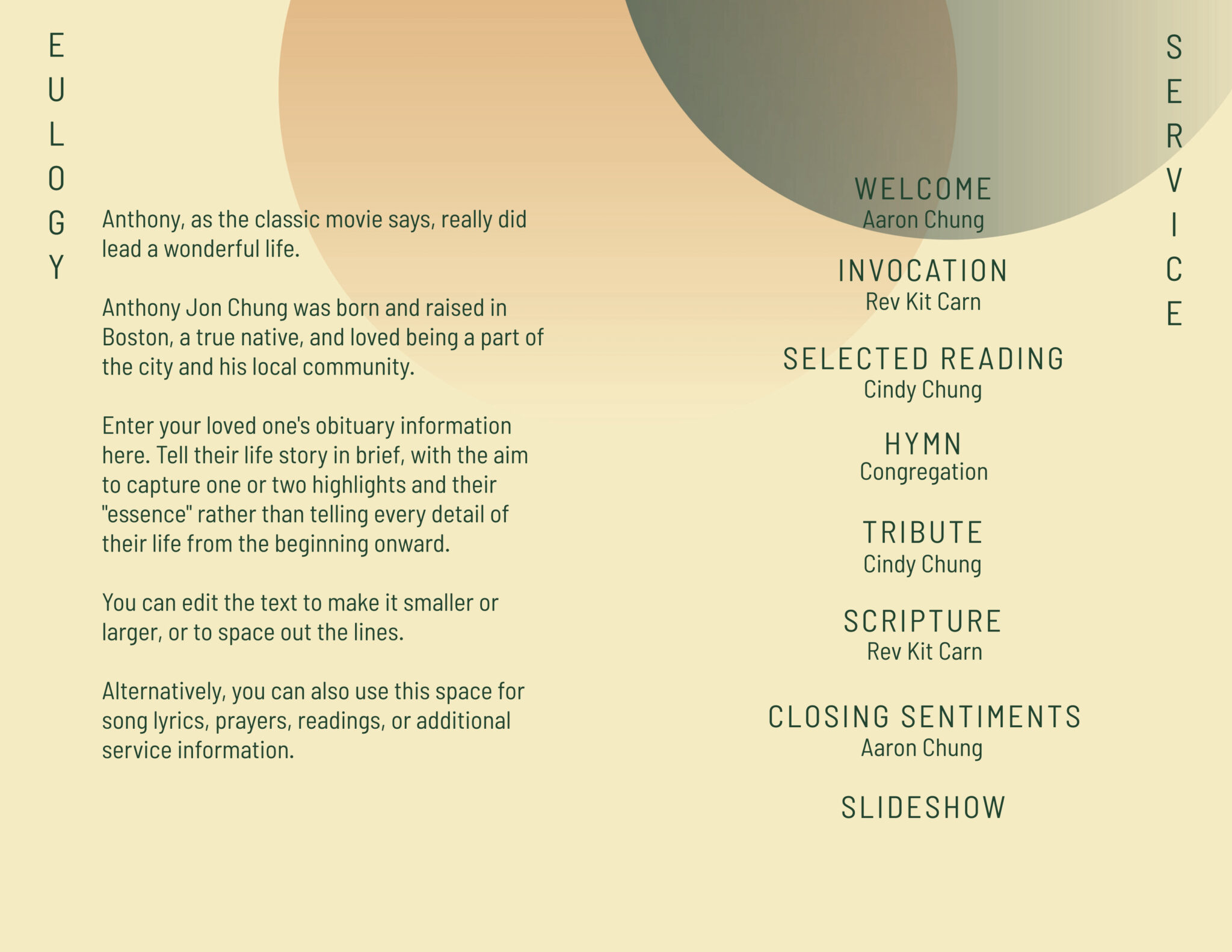 Modern Geometric Funeral Program – US Urns Online