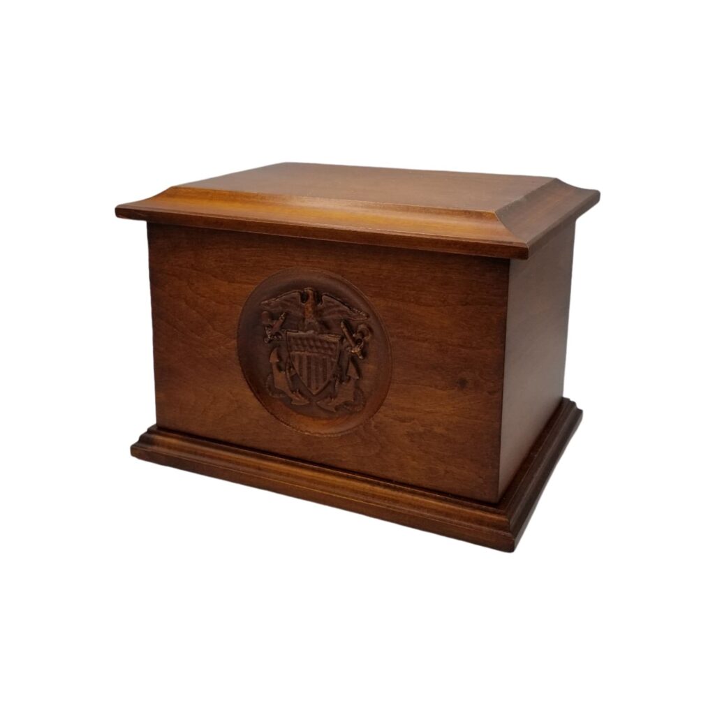 Groton Maple US Navy Cremation Urn Walnut Finish – US Urns Online