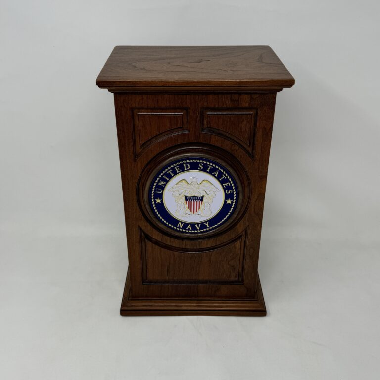 US Navy Military Urn in Carved Cherry Wood – US Urns Online