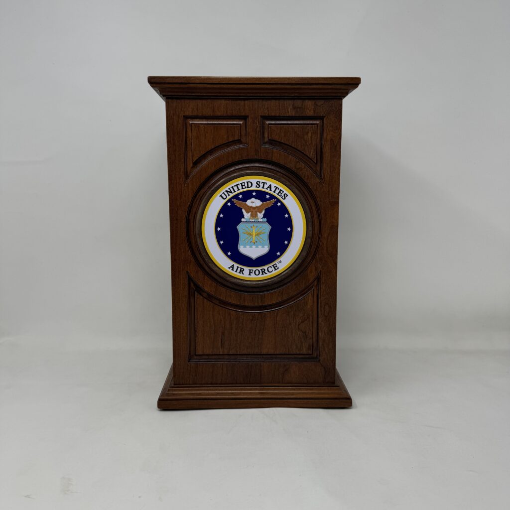 US Air Force Military Urn in Carved Cherry Wood – US Urns Online