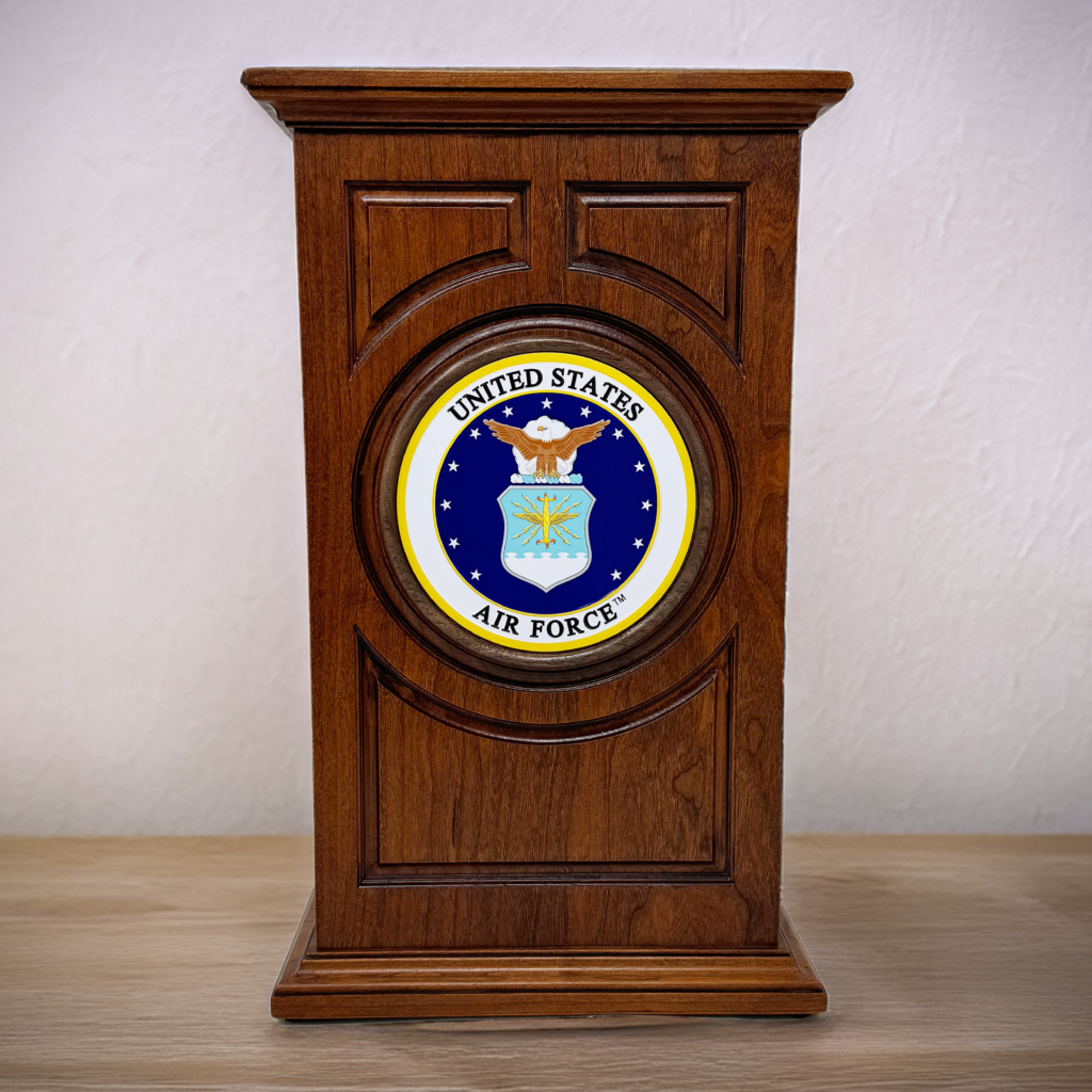 US Air Force Military Urn in Carved Cherry Wood – US Urns Online