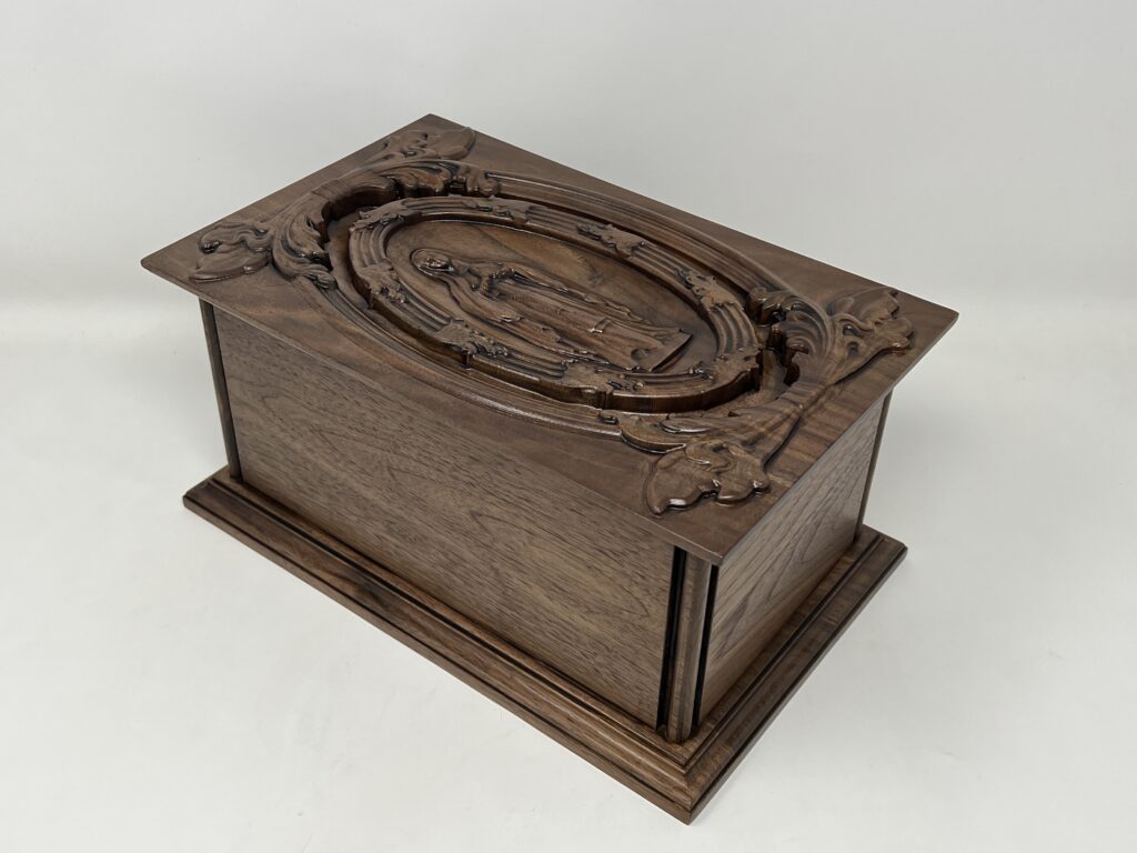 Virgin Mary Catholic Wooden Cremation Urn with Carved Details – US Urns ...