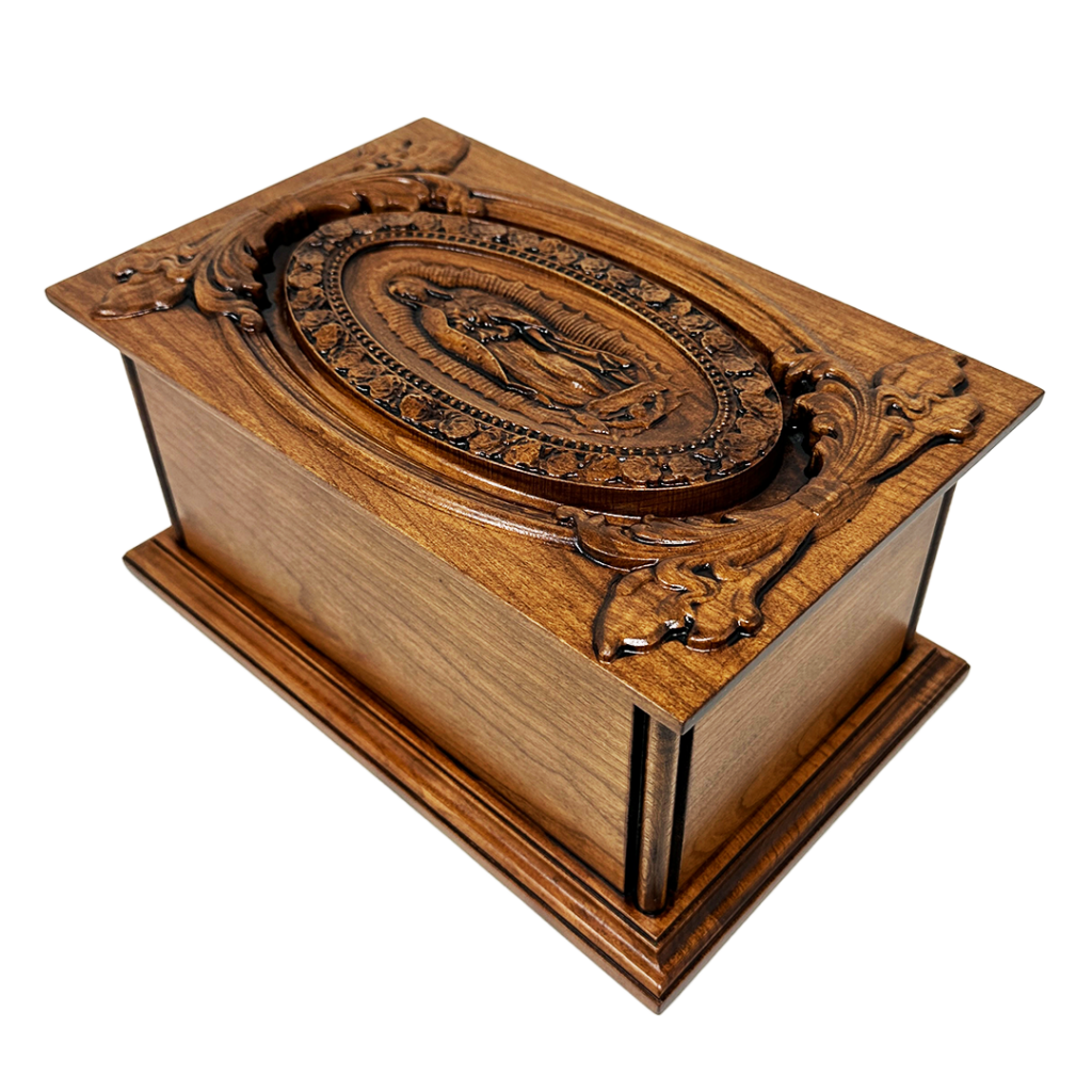 Our Lady of Guadalupe (Horizontal) Catholic Wooden Cremation Urn with ...