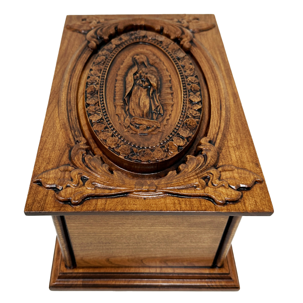 Our Lady of Guadalupe (Horizontal) Catholic Wooden Cremation Urn with ...